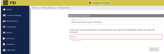 FACILITY SETTINGS CONFIGURATIONS: Asset Import – FSI